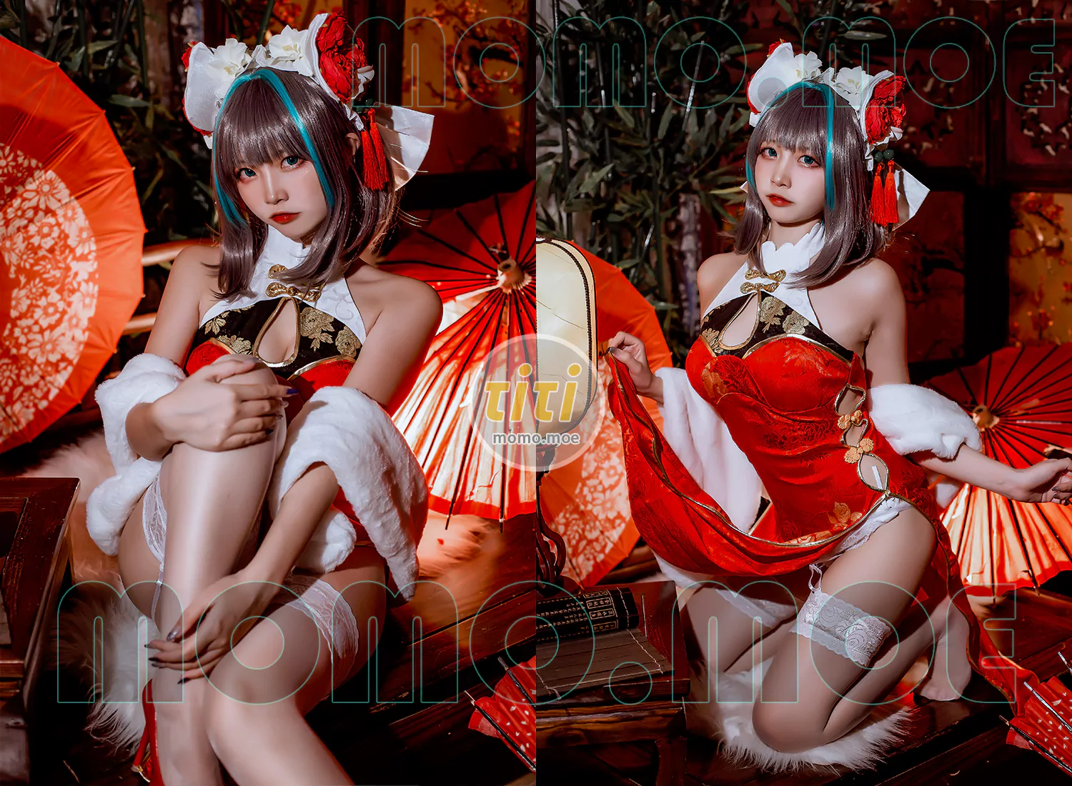 二佐Nisa – NO.150 碧蓝柴郡旗袍 [32P-301M] – Titi 社